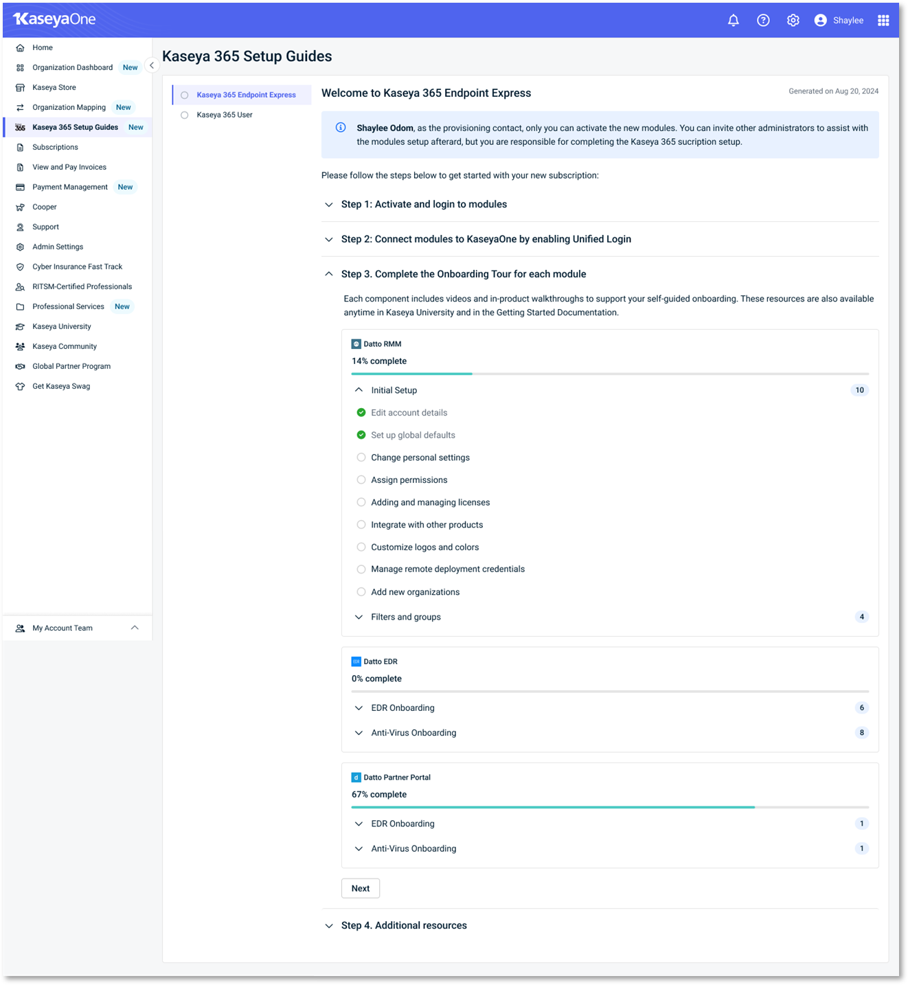 Getting started with Kaseya 365