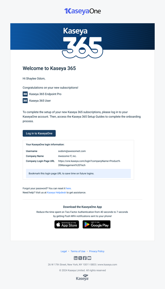 Getting started with Kaseya 365