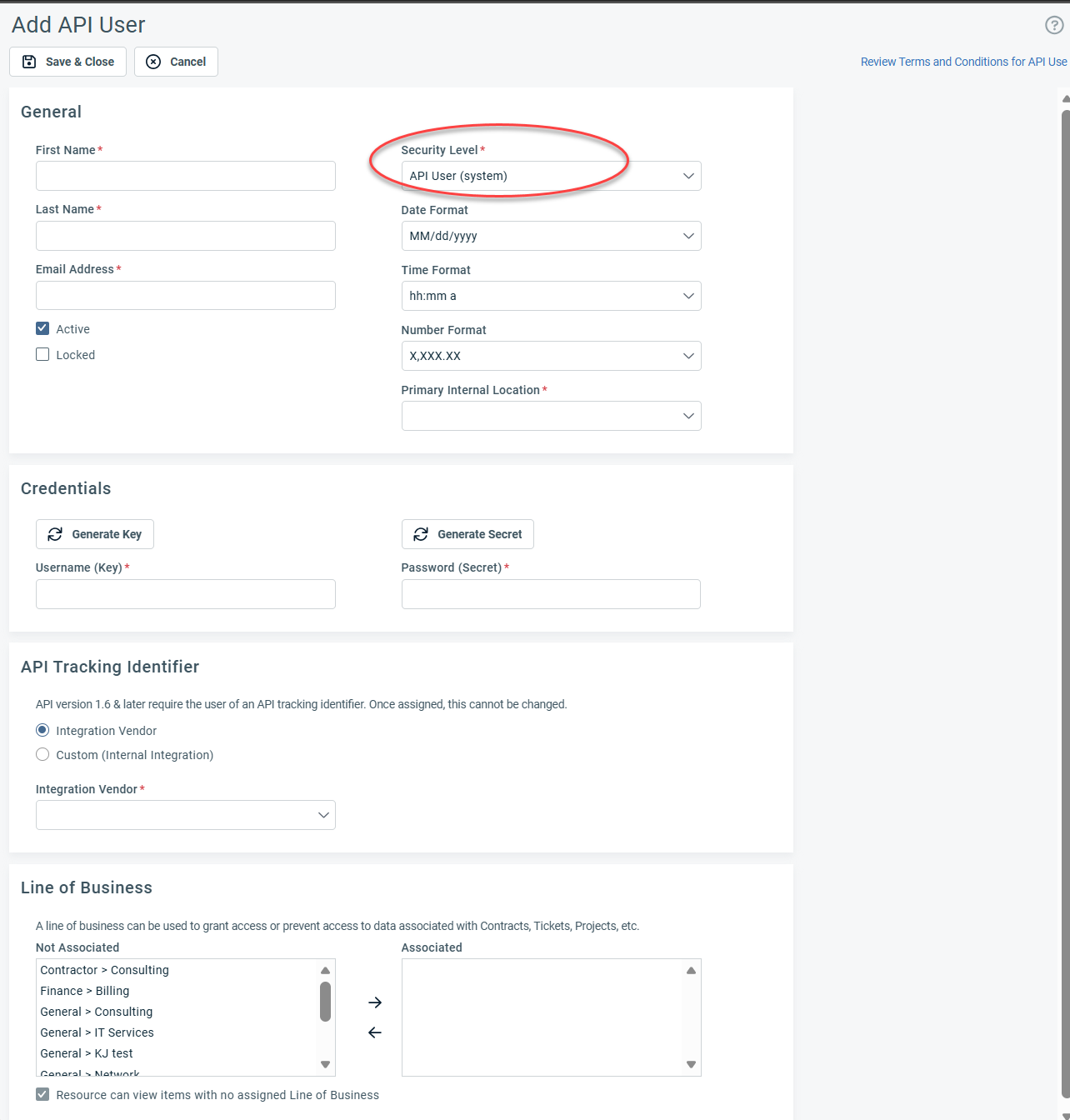 Creating an API User in Autotask