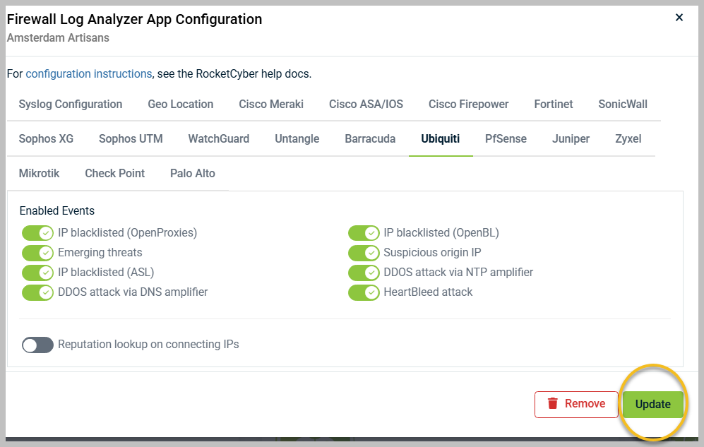 Configuring the Firewall Log Analyzer app