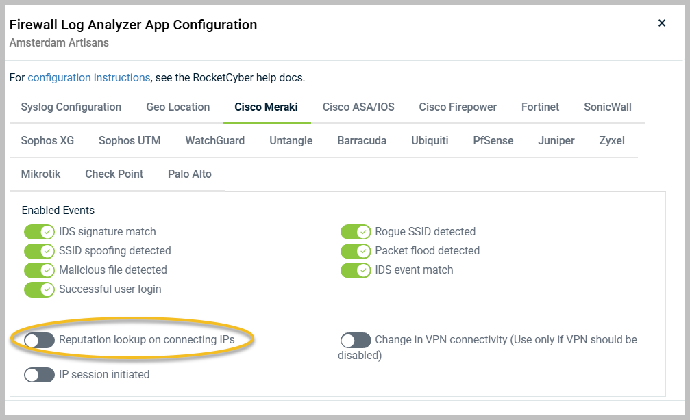 Configuring the Firewall Log Analyzer app